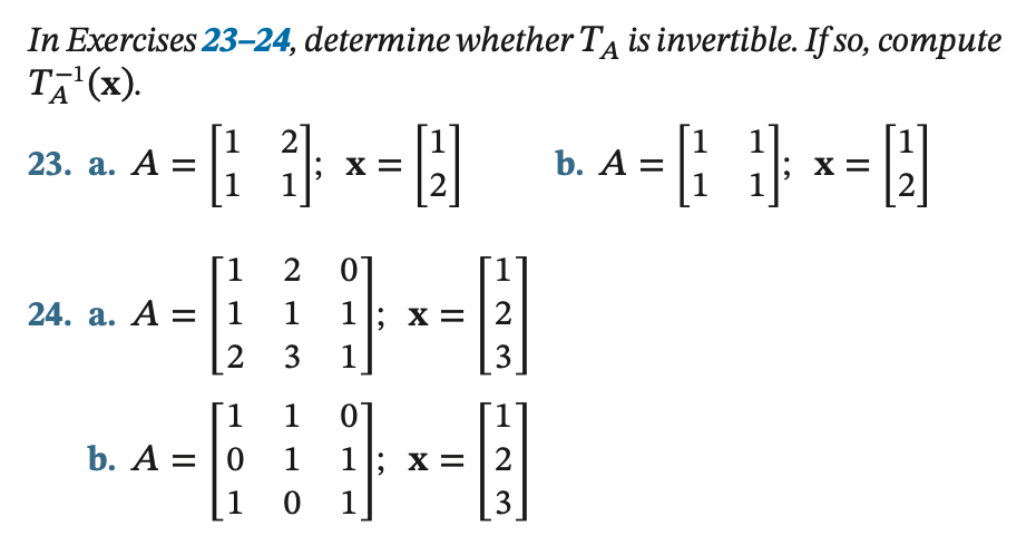 In Exercises 23-24, determine whether TA is | Chegg.com