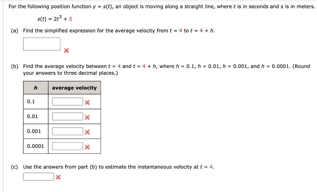 Solved For the following position function y = s(t), an | Chegg.com