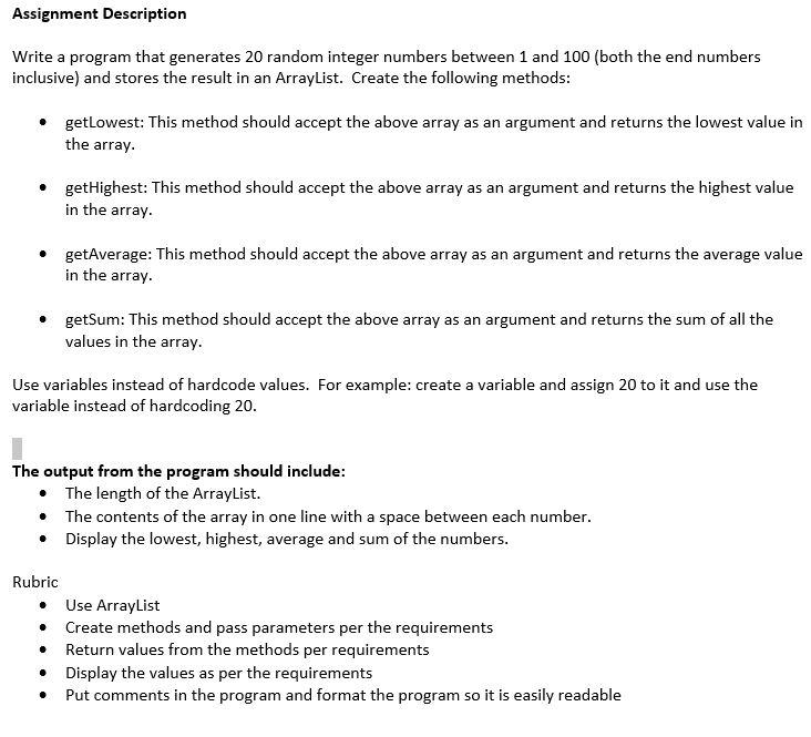 Solved Assignment Description Write A Program That Generates Chegg
