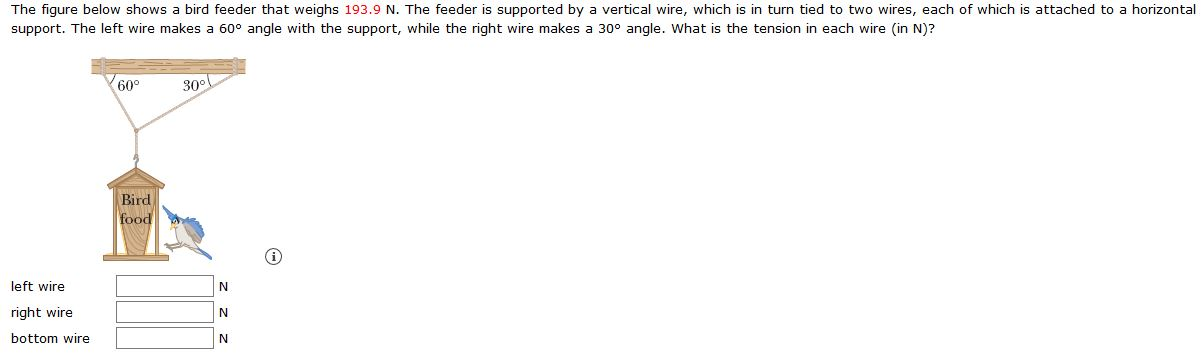 Solved The figure below shows a bird feeder that weighs | Chegg.com