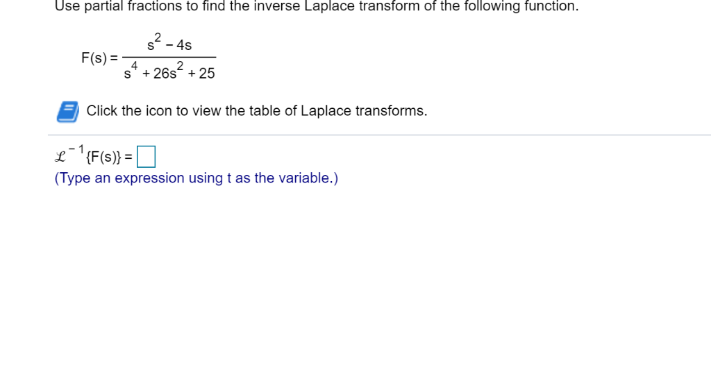 Solved Use partial fractions to find the inverse Laplace | Chegg.com