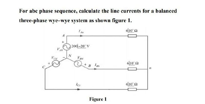Solved For abc phase sequence, calculate the line currents | Chegg.com