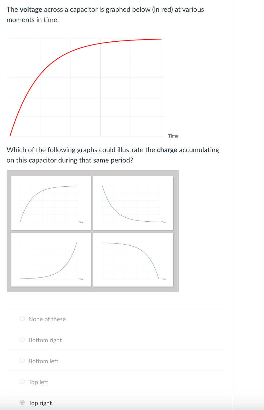 Solved The voltage across a capacitor is graphed below (in | Chegg.com