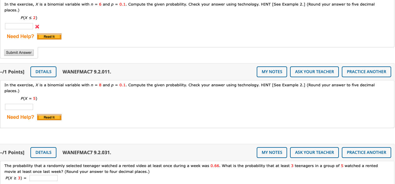 Solved In the exercise, X is a binomial variable with n = 6 | Chegg.com