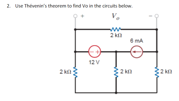 Solved 2. Use Thévenin's theorem to find Vo in the circuits | Chegg.com