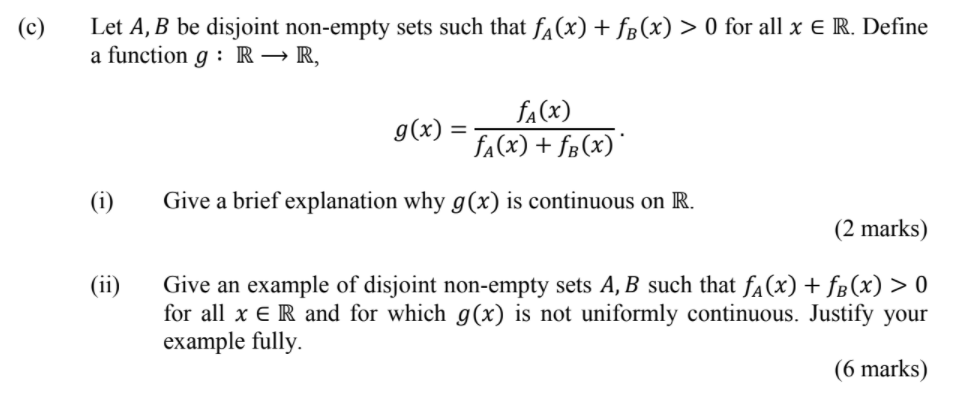Solved (c) Let A, B be disjoint non-empty sets such that | Chegg.com