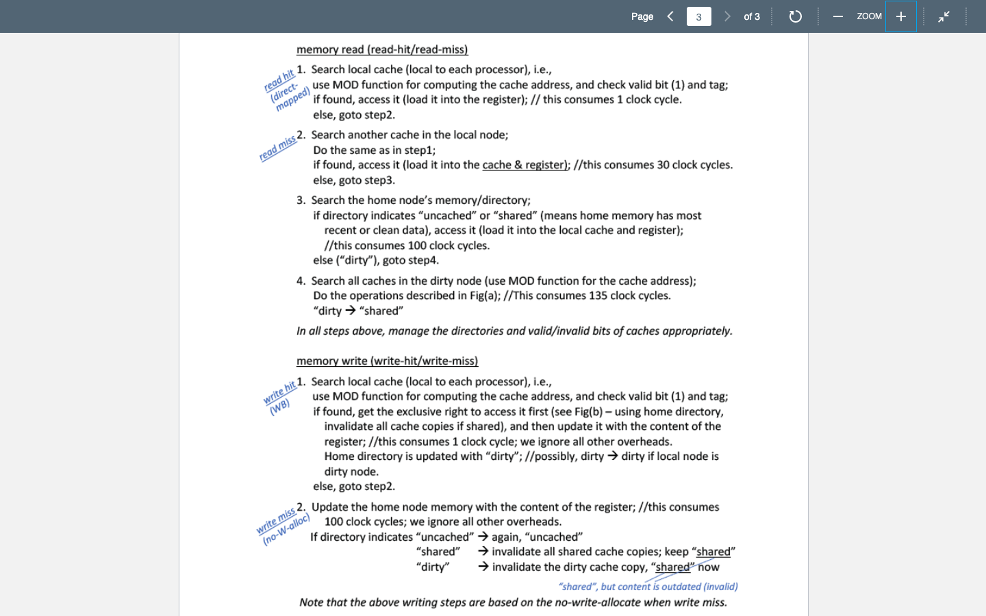 Consider the directory-based cache coherence protocol | Chegg.com