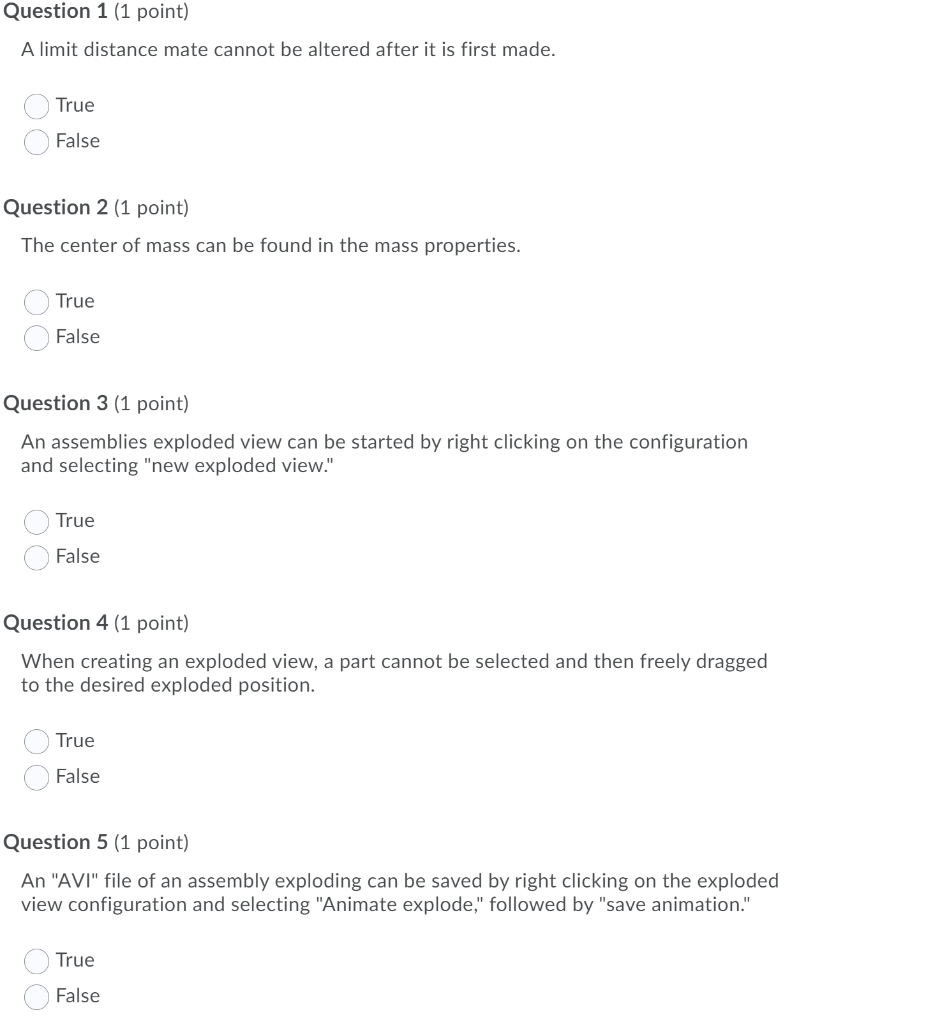 Solved Question 1 (1 point) A limit distance mate cannot be | Chegg.com