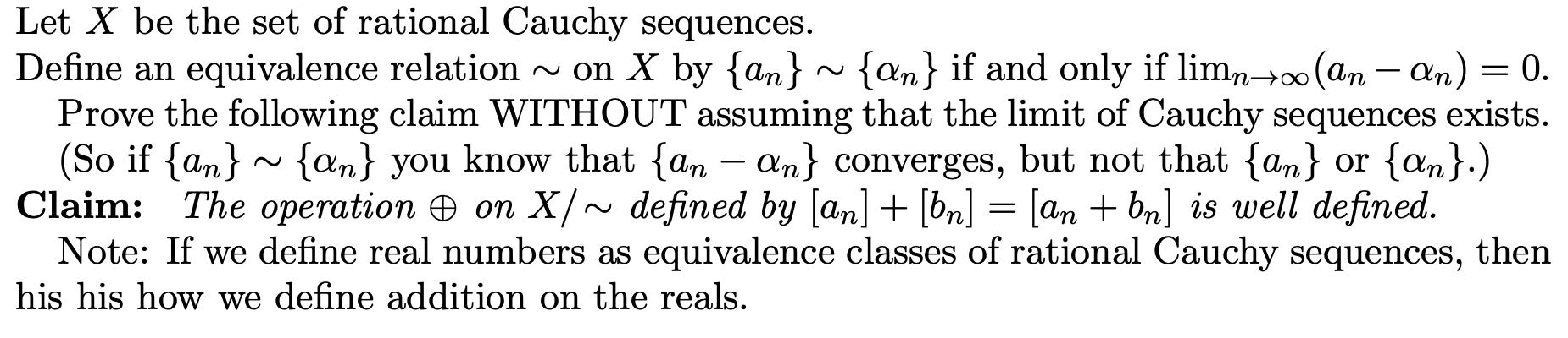 Solved Let X be the set of rational Cauchy sequences. Define | Chegg.com