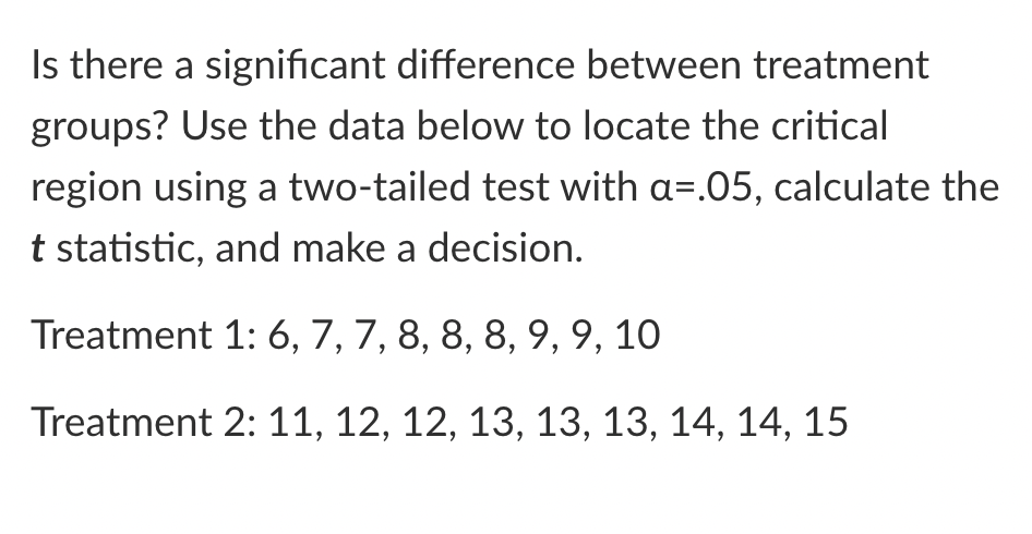 Solved Is there a significant difference between treatment | Chegg.com