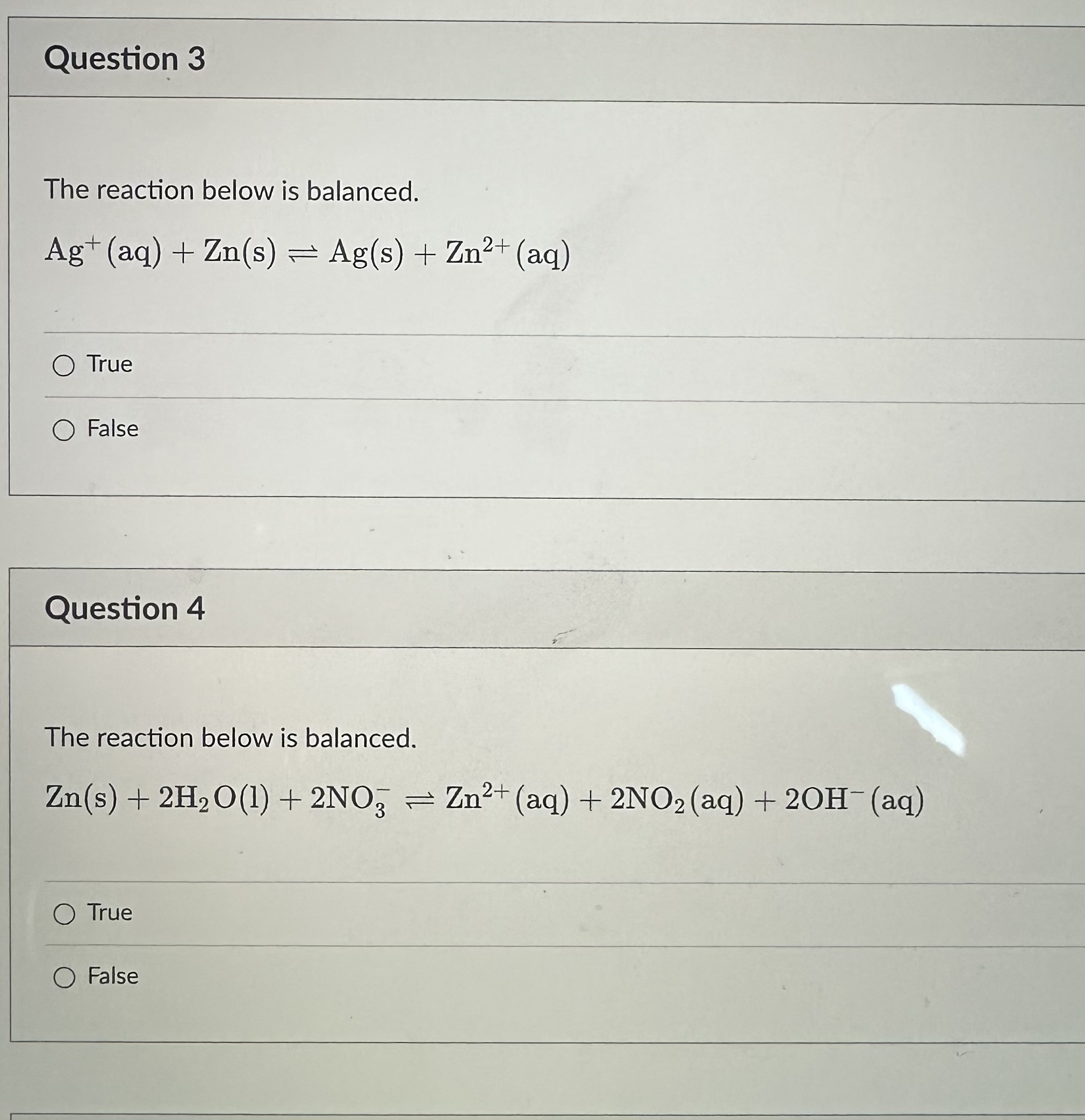 Solved The reaction below is balanced. \\[ | Chegg.com