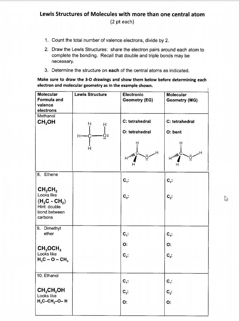 Solved Lewis Structures of Molecules with more than one | Chegg.com