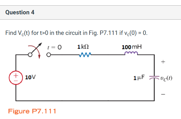 Solved Find Vc(t ) ﻿across the capacitor for t>0, ﻿if | Chegg.com