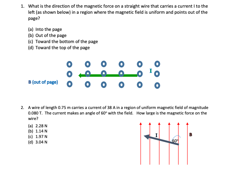 Solved 1. What is the direction of the magnetic force on a | Chegg.com