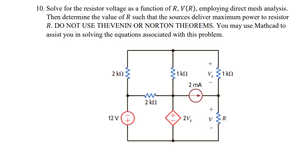 Solved 10. Solve for the resistor voltage as a function of | Chegg.com