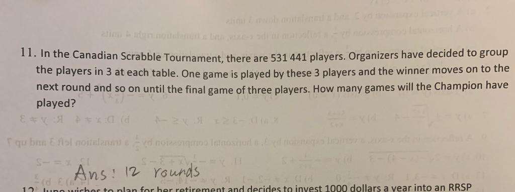 Solved 11. In the Canadian Scrabble Tournament, there are | Chegg.com