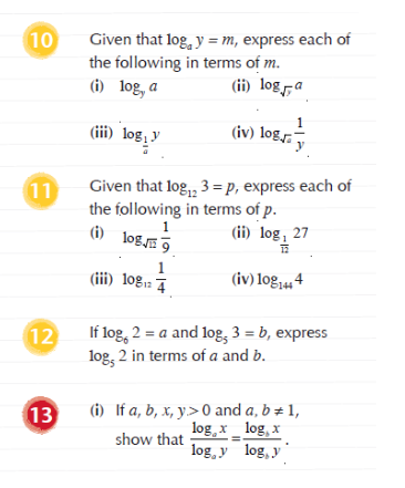 Solved 10 Given that log, y = m, express each of the | Chegg.com