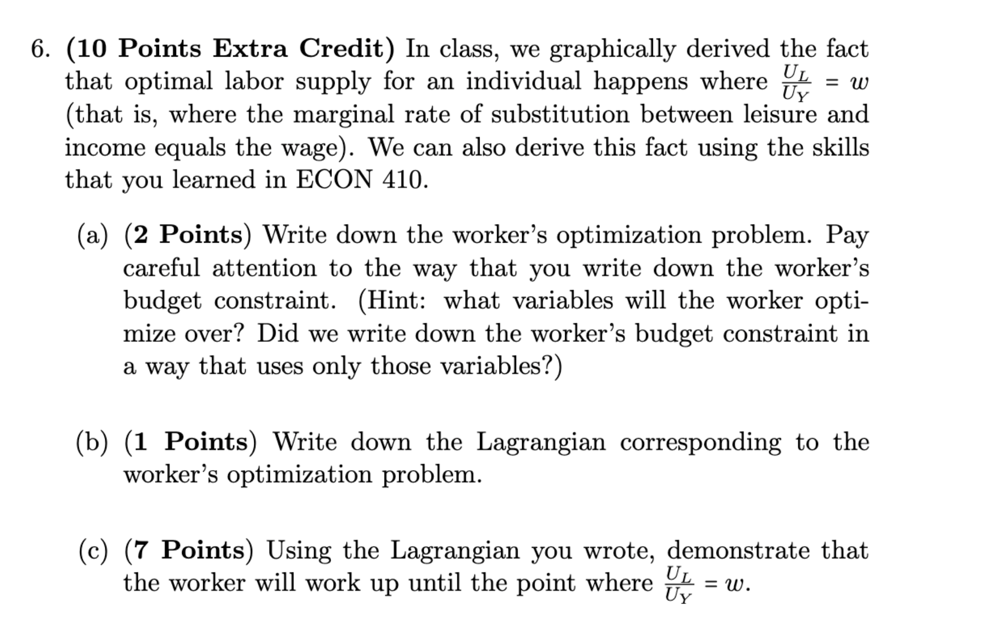 Solved (10 Points Extra Credit) In class, we graphically | Chegg.com