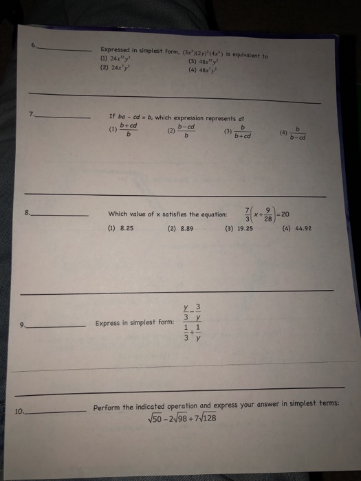 Solved Unified Math 3 Cumulative Review 20: [20 points] | Chegg.com