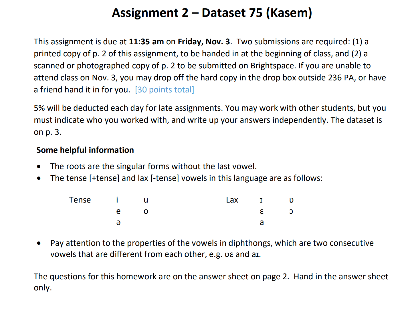 This assignment is due at 11:35 am on Friday, Nov. 3. | Chegg.com