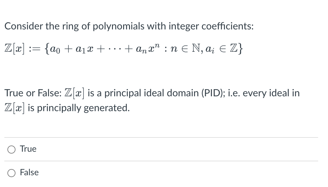 Solved Consider the ring of polynomials with integer | Chegg.com