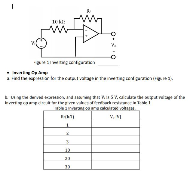 Solved 10 k12 OS+O Figure 1 Inverting configuration • | Chegg.com