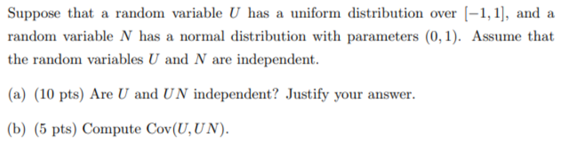 Solved Suppose That A Random Variable U Has A Uniform 1184
