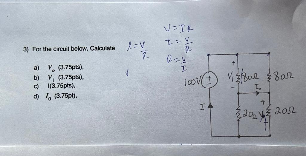 Solved V-IR 3) For the circuit below, Calculate lav I av R R | Chegg.com