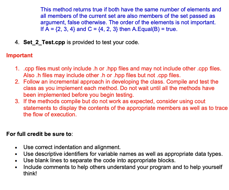 Solved Assignment: Define a class in C++ whose purpose it is | Chegg.com