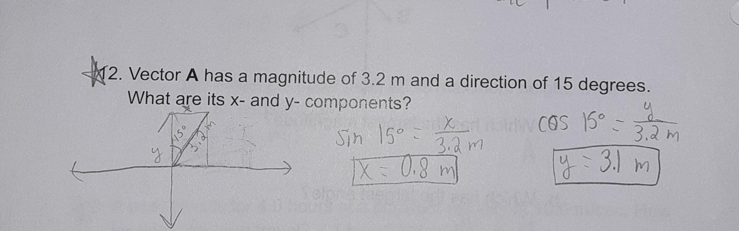 Solved W2. Vector A has a magnitude of 3.2 m and a direction | Chegg.com
