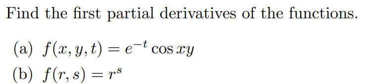 Solved Find the first partial derivatives of the functions. | Chegg.com