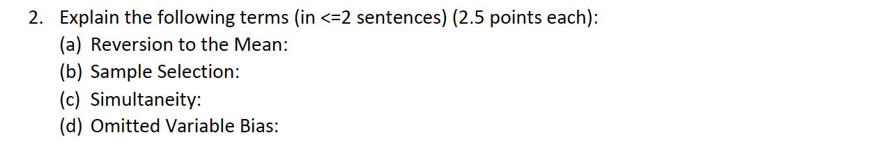 Solved 2. Explain the following terms (in