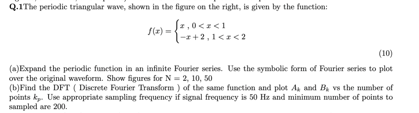Solved Q.1 The periodic triangular wave, shown in the figure | Chegg.com
