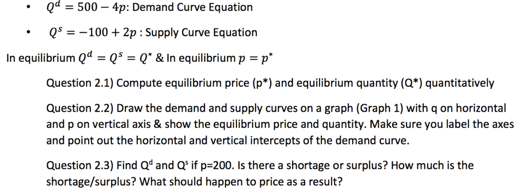 Solved Qd - 500 - 4p: Demand Curve Equation .100+2p:Supply | Chegg.com