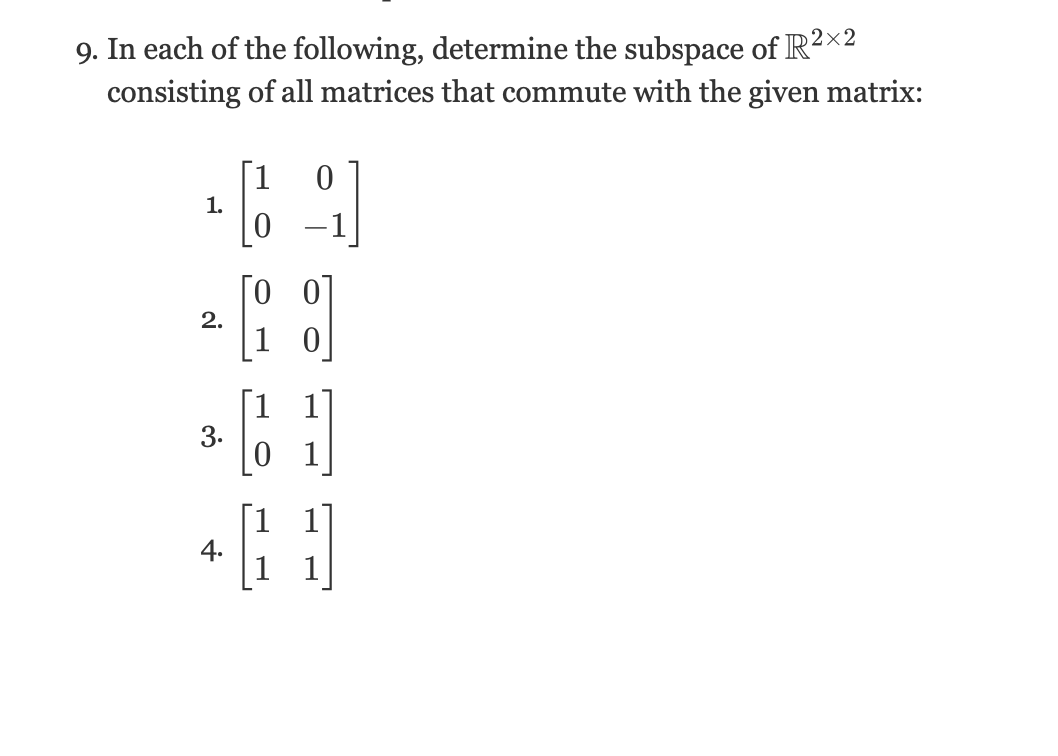 Solved 9. In each of the following, determine the subspace | Chegg.com