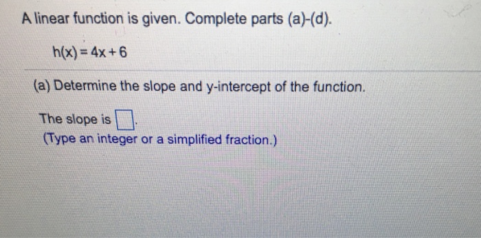 Solved A linear function is given. Complete parts (a)-(d). | Chegg.com