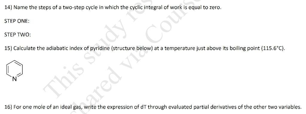 Solved 14) Name the steps of a two-step cycle in which the | Chegg.com