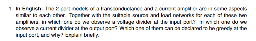 Solved In English: The 2-port models of a transconductance | Chegg.com