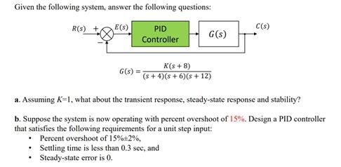 Solved Given the following system, answer the following | Chegg.com