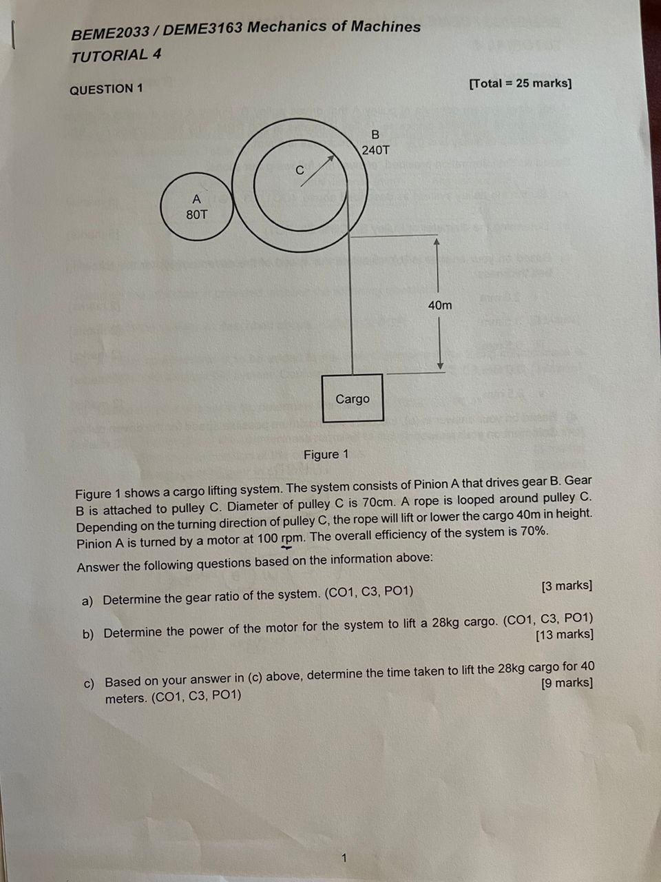 Solved BEME2033 / DEME3163 Mechanics of Machines TUTORIAL 4 | Chegg.com