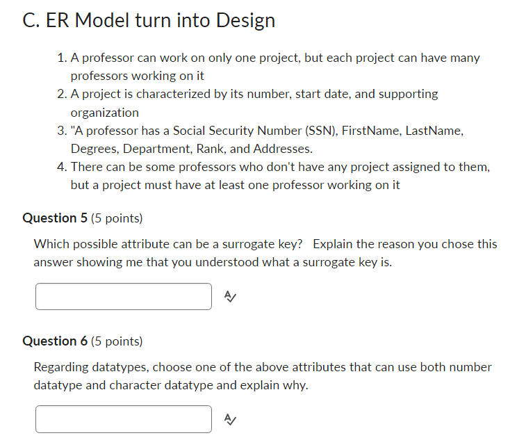 Solved C. ER Model turn into Design 1. A professor can work | Chegg.com