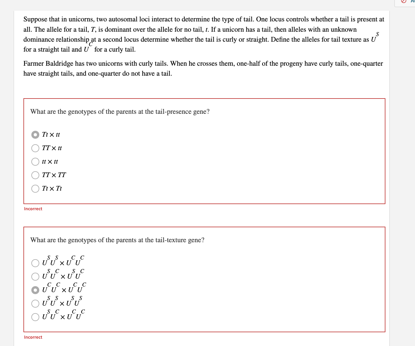 Solved Suppose that in unicorns, two autosomal loci interact | Chegg.com