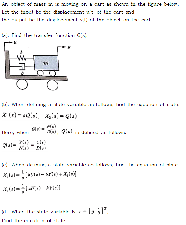 Solved An object of mass m is moving on a cart as shown in | Chegg.com
