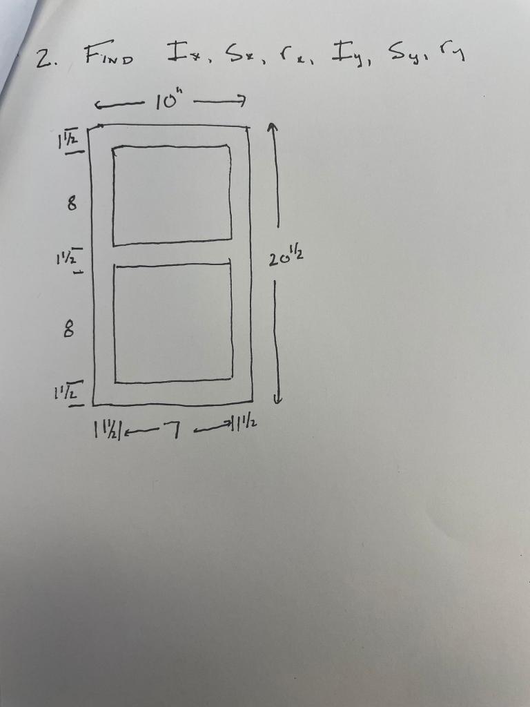 Solved 2. Find Ix,Sx,rx,Iy,Sy,ry | Chegg.com