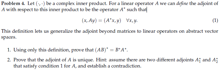 Solved Problem 4. Let (:,-) be a complex inner product. For | Chegg.com