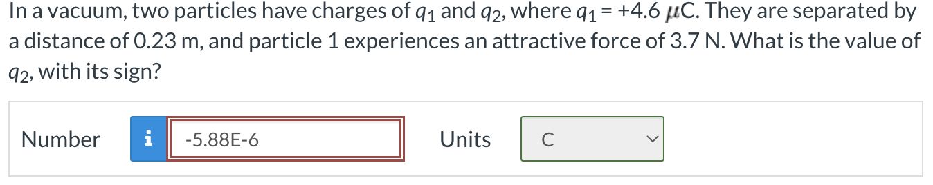 Solved In a vacuum, two particles have charges of q1 and q2, | Chegg.com