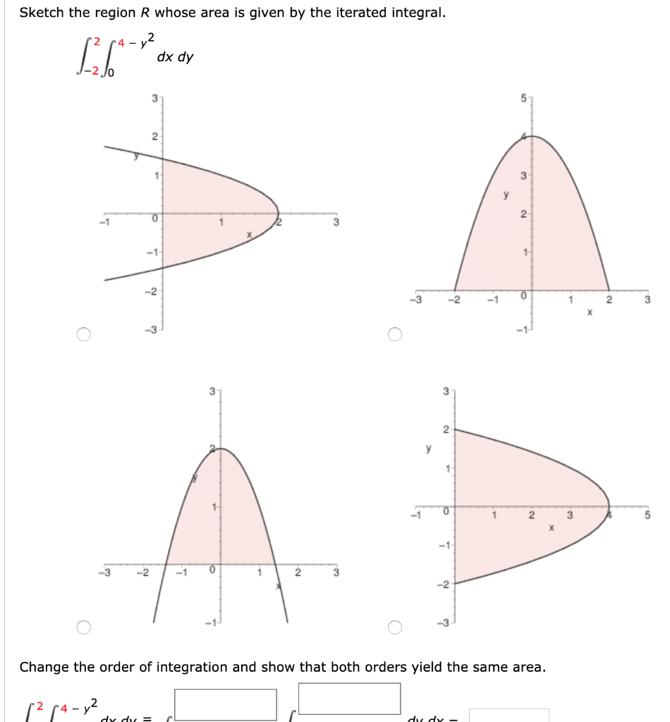 Solved Sketch the region R whose area is given by the | Chegg.com