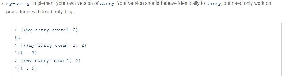 Solved my-curry, implement your own version of curry. Your | Chegg.com