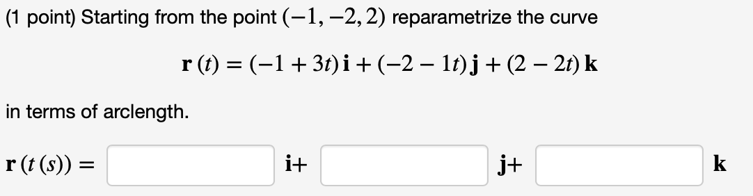 Solved (1 point) Starting from the point (-1, -2,2) | Chegg.com