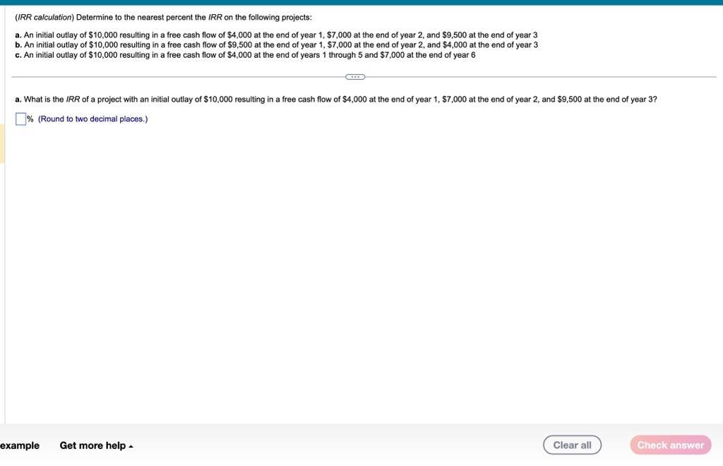 Solved (IRR calculation) Determine to the nearest percent | Chegg.com